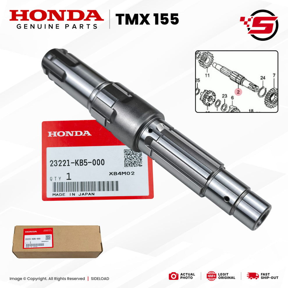 Countershaft, Transmission - TMX 155 - Honda Genuine (23221-KB5-000 ...